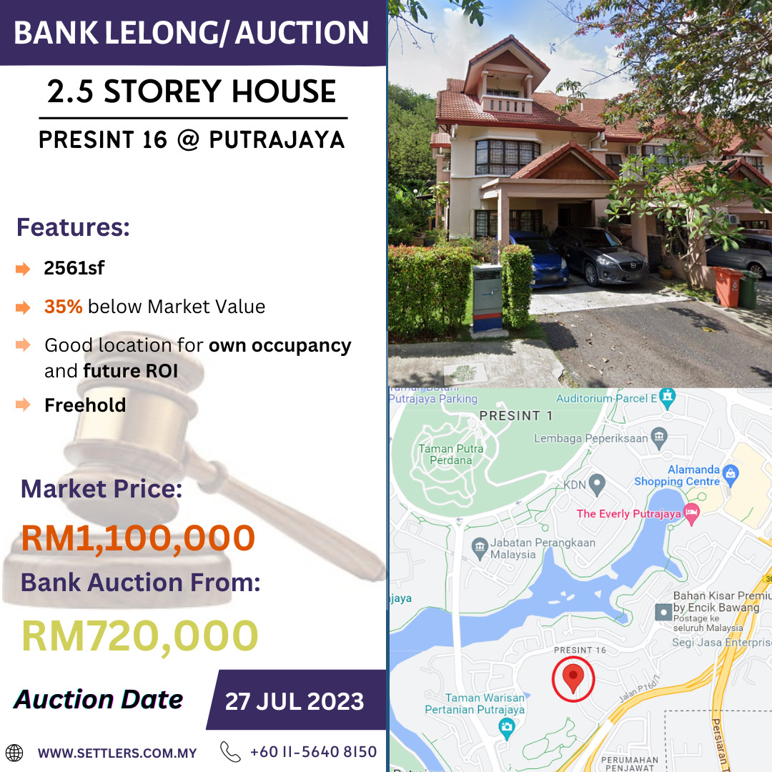 2.5 Storey Terrace House @ Presint 16, Putrajaya for Auction - settlers ...